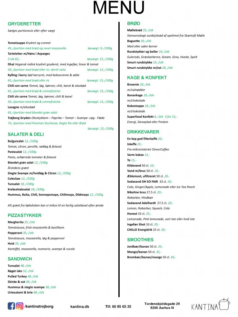 Menu « Kantina